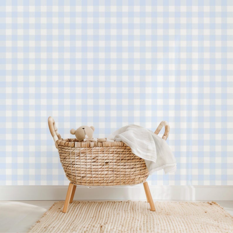 Powder Blue Gingham Digital Paper: Seamless Checkered Pattern (JPG ...