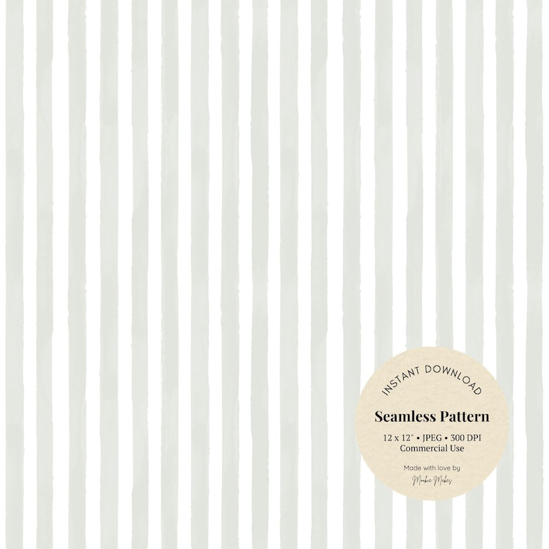 Sage Green Watercolor Stripe Pattern: Seamless Digital Paper (JPG File ...
