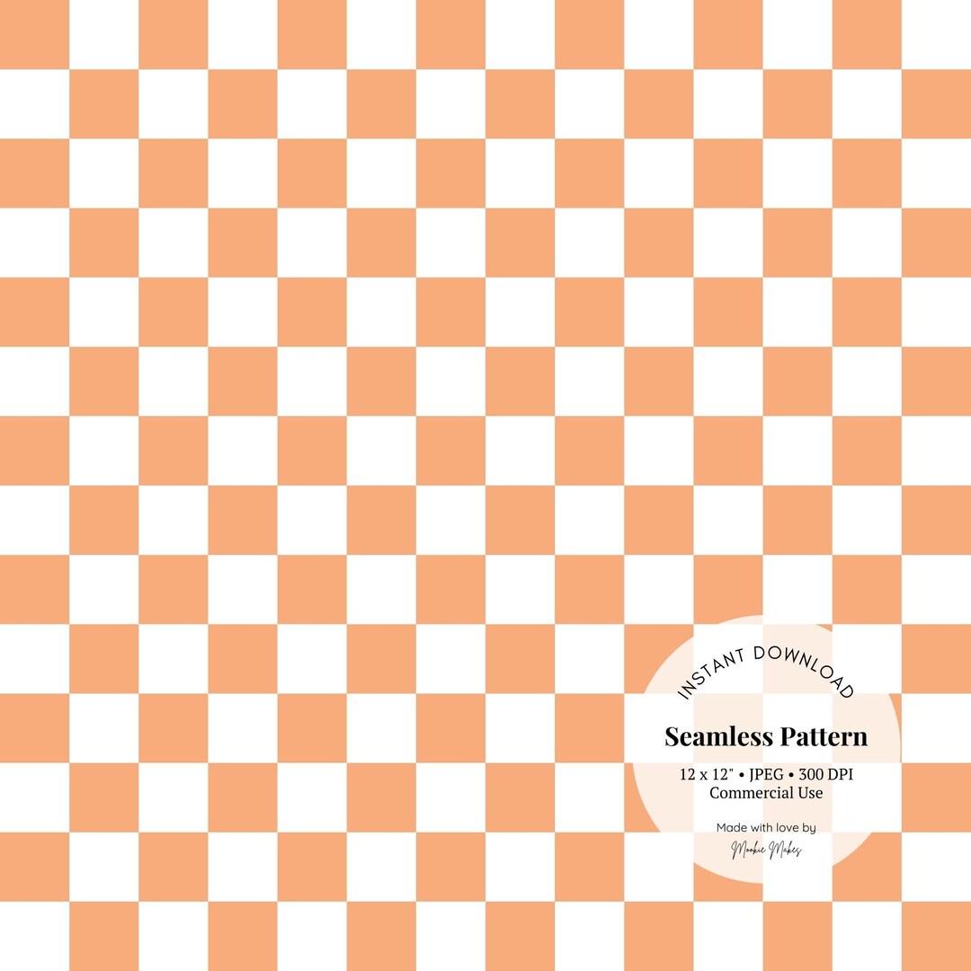 Orange Checkerboard Seamless Pattern – Bold Checkered JPG for Crafts ...