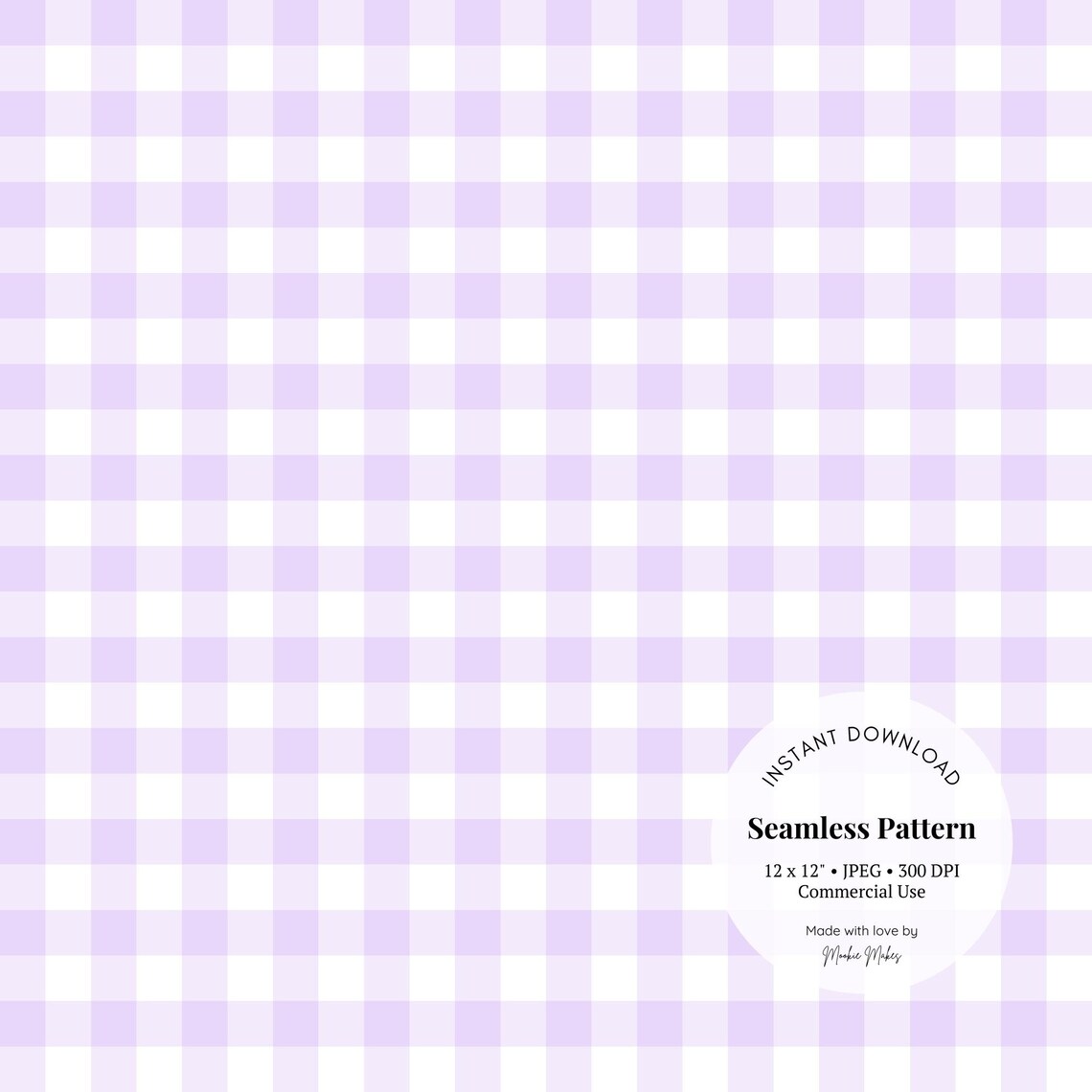 Lilac Gingham Seamless Pattern: Pastel Checkered Digital Paper (JPG ...