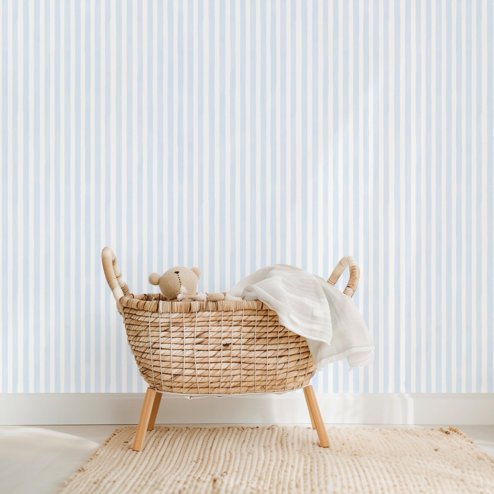 Light Blue Watercolor Stripe Pattern: Seamless Digital Paper (JPG ...