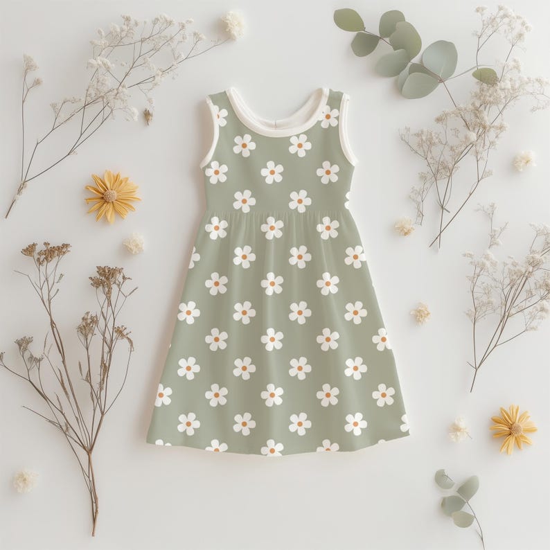 Daisy Seamless Pattern – Boho Floral Digital Paper With Sage Green ...