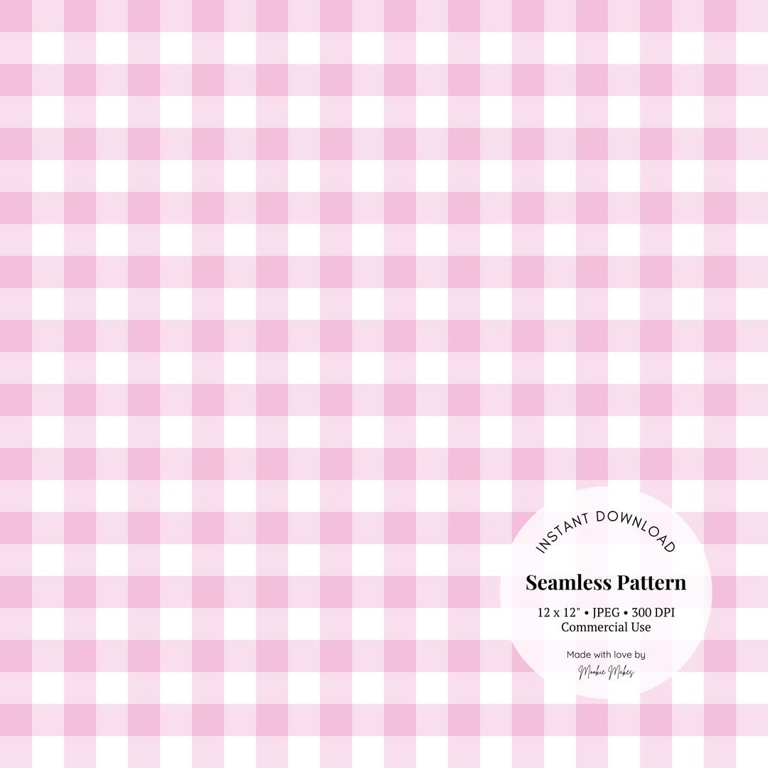 Pastel Pink Gingham Seamless Pattern – Light Pink Checkered Digital ...