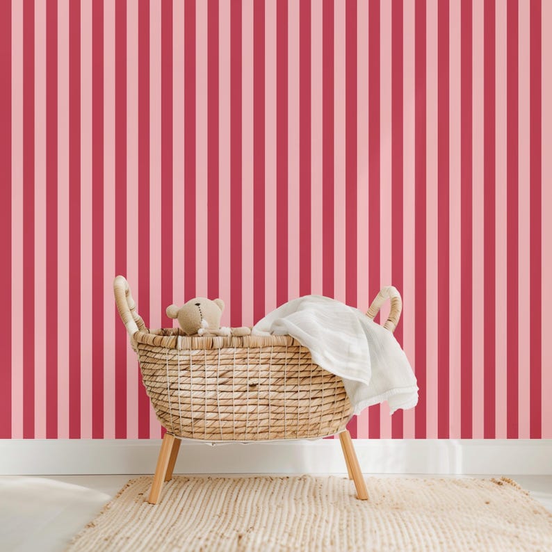 Red Pink Stripe Seamless Pattern: Retro Digital Paper (JPG Download ...