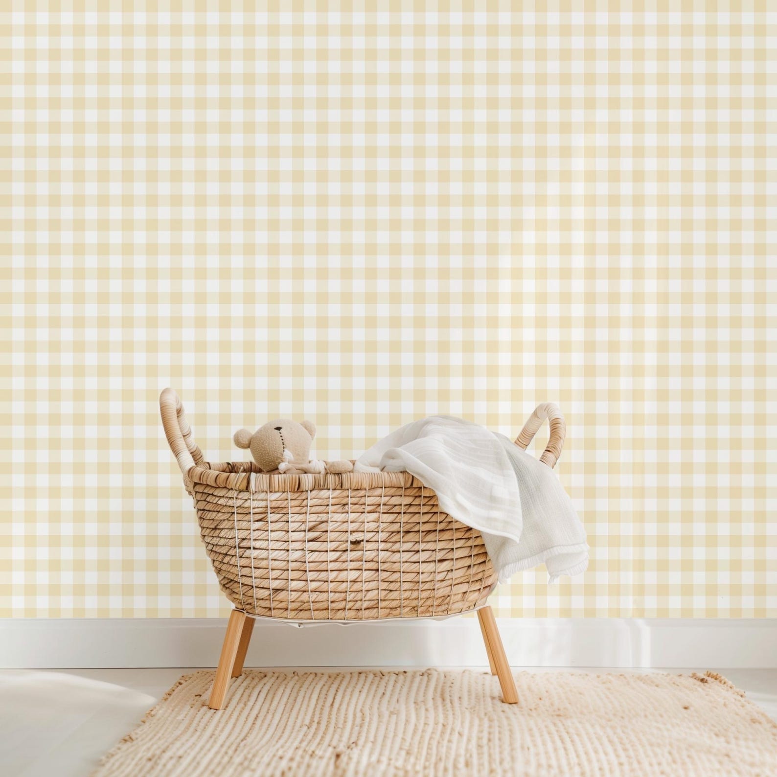 Butter Yellow Gingham Seamless Pattern: Cottagecore Plaid Digital Paper ...