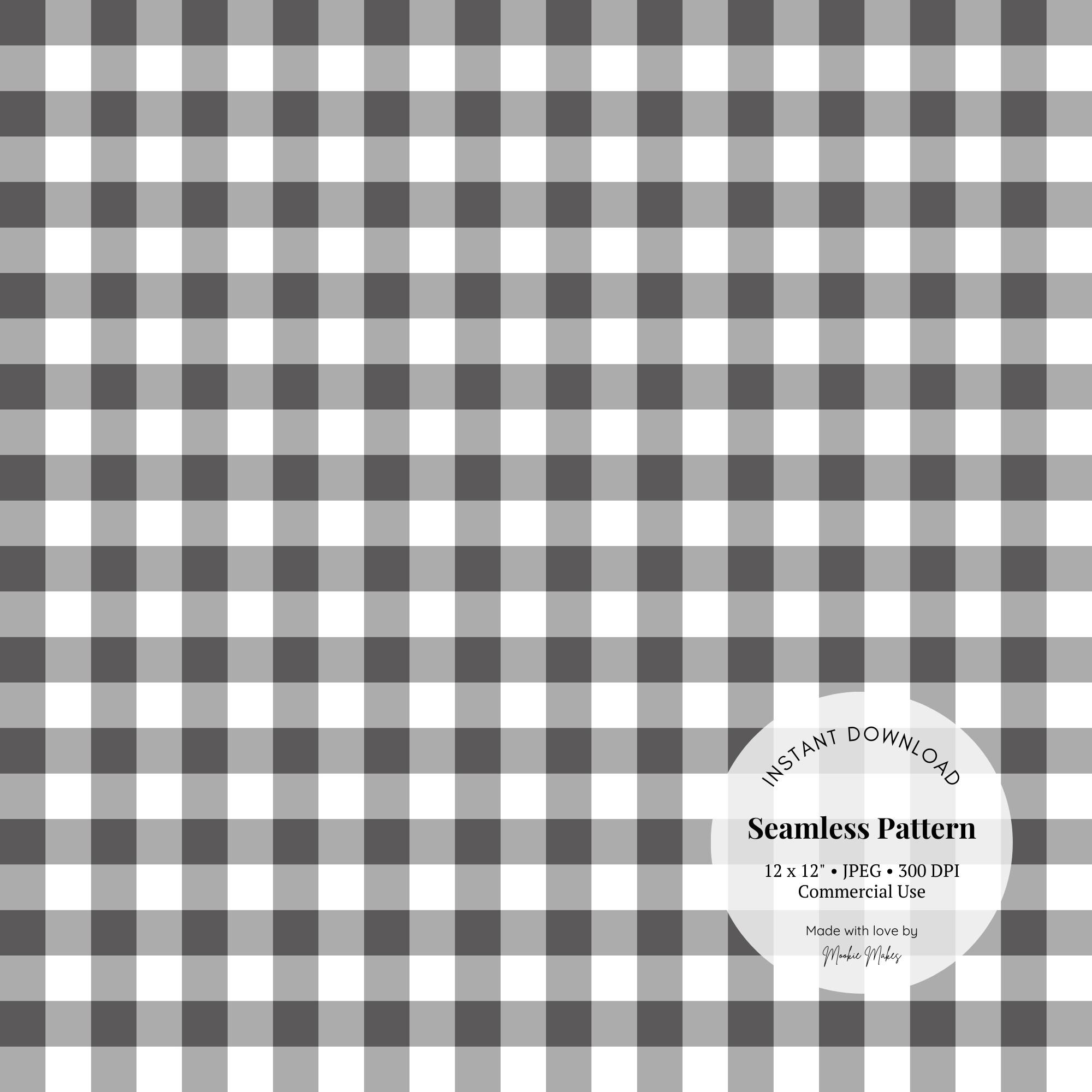 Gray Gingham Seamless Pattern: Farmhouse Buffalo Check Digital Paper ...