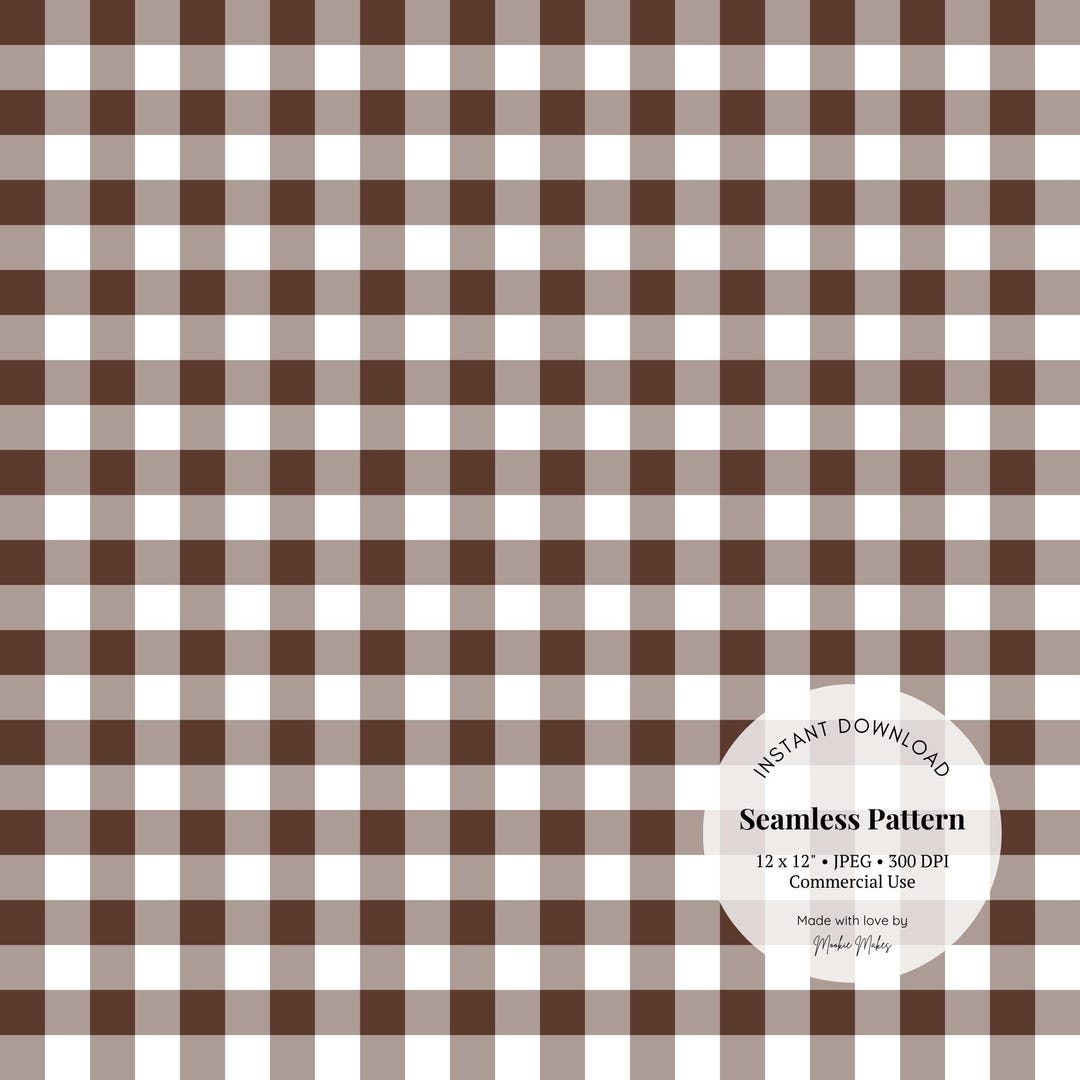 Dark Brown Gingham Pattern: Rustic Checkered Digital Paper (JPG ...