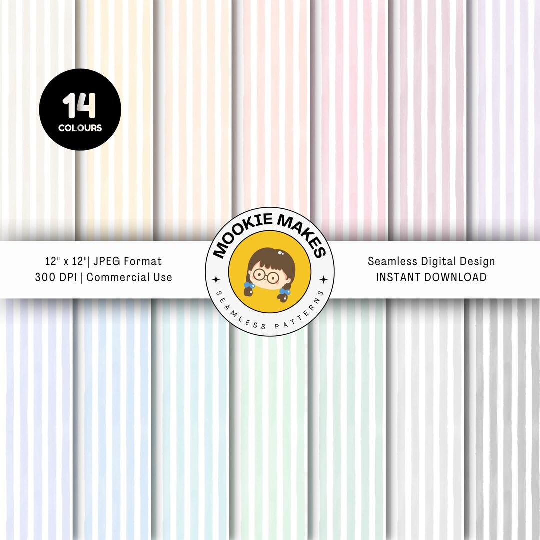 Pastel Watercolor Stripe Digital Paper: Seamless Pattern Bundle (JPG ...