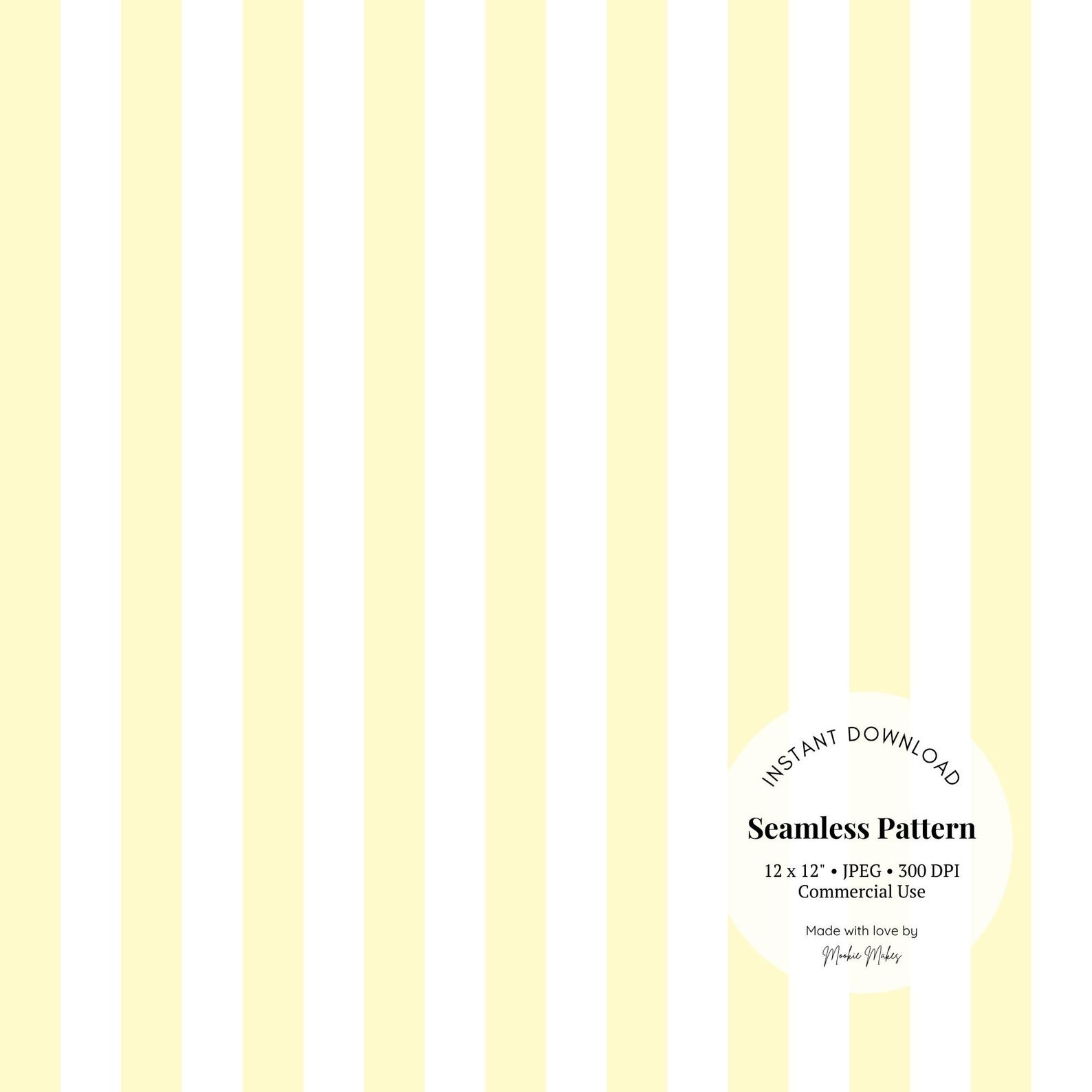 Pale Yellow Stripe Seamless Pattern: Soft Pastel Digital Paper (JPG ...