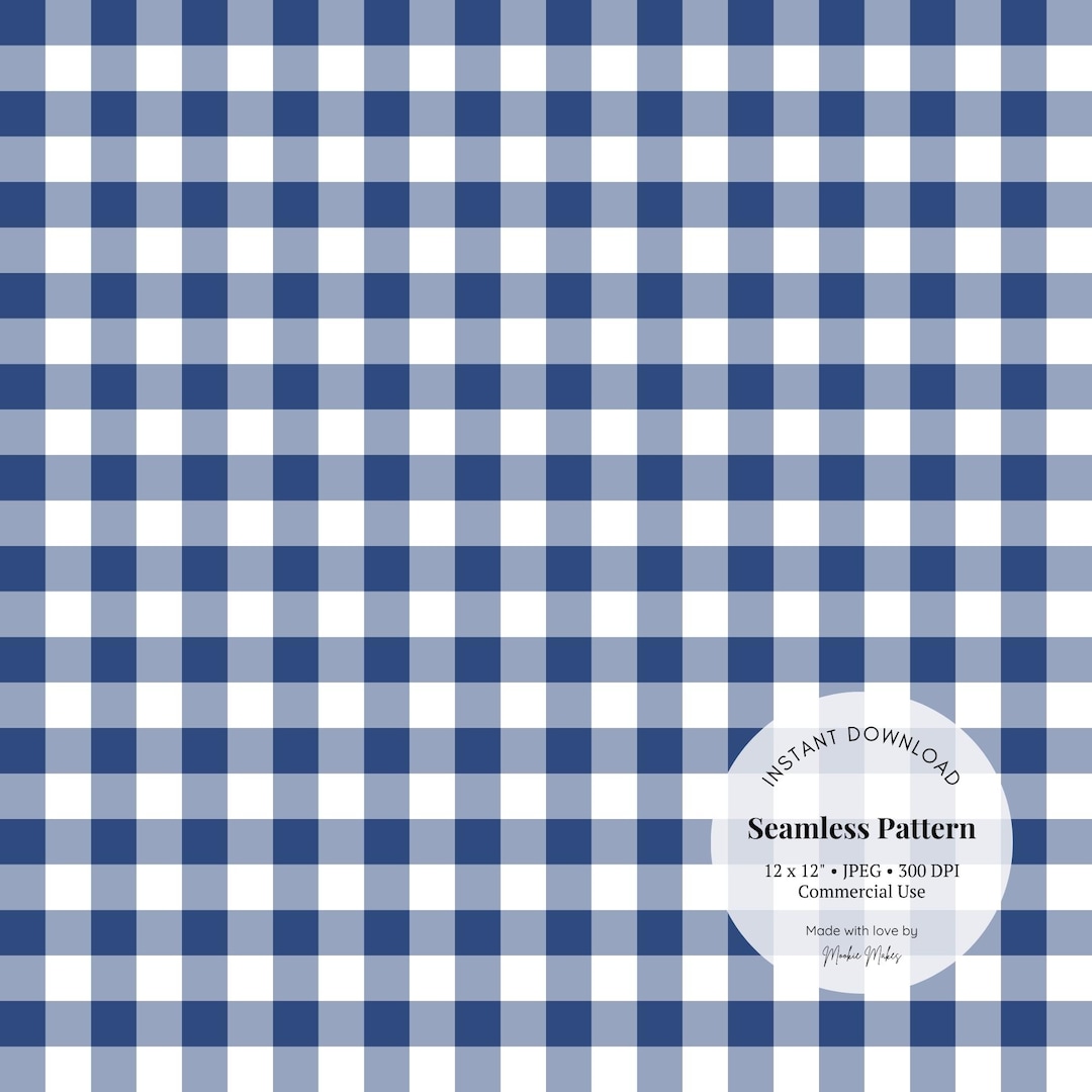 Navy Blue Gingham Pattern: Seamless Plaid Digital Paper (JPG Download ...