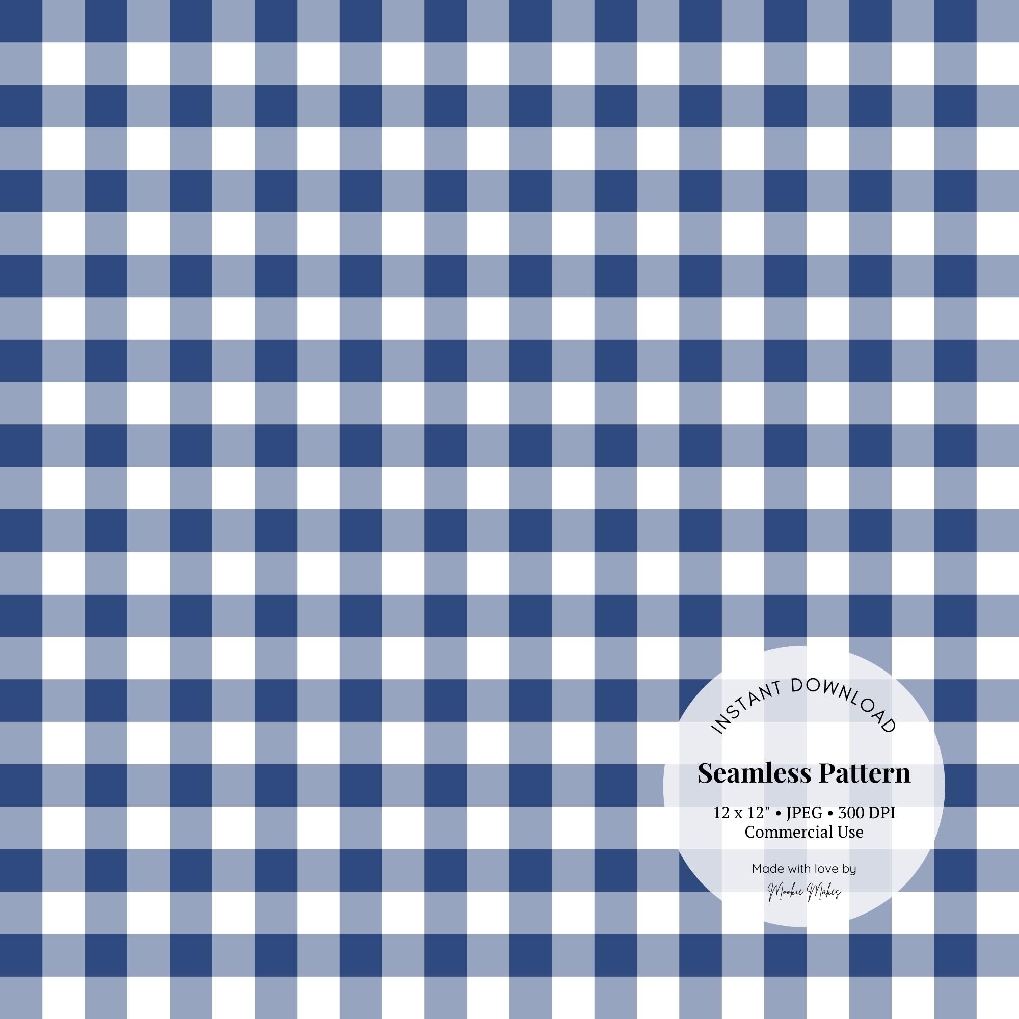 Navy Blue Gingham Pattern: Seamless Plaid Digital Paper (JPG Download ...