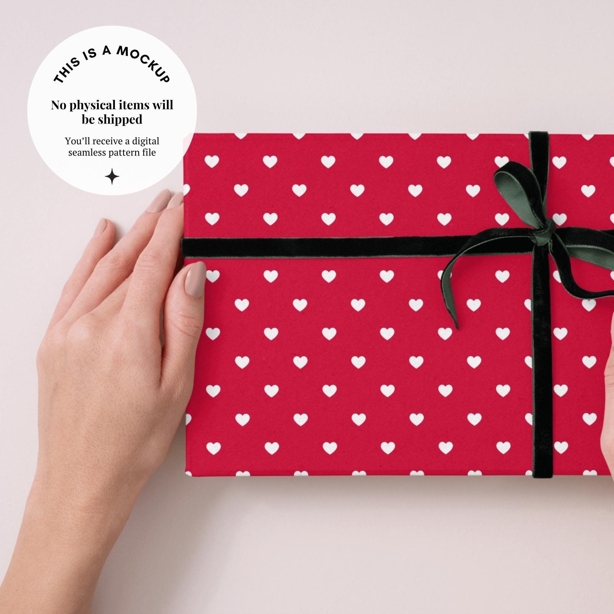 Cherry Red Heart Pattern: Romantic Wedding Digital Paper (JPG ...