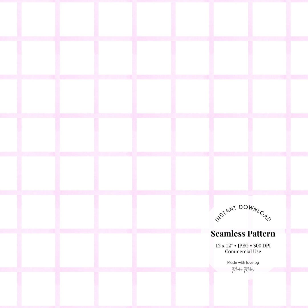 Light Pink Grid Seamless Pattern – Pastel Checkered Digital Paper ...