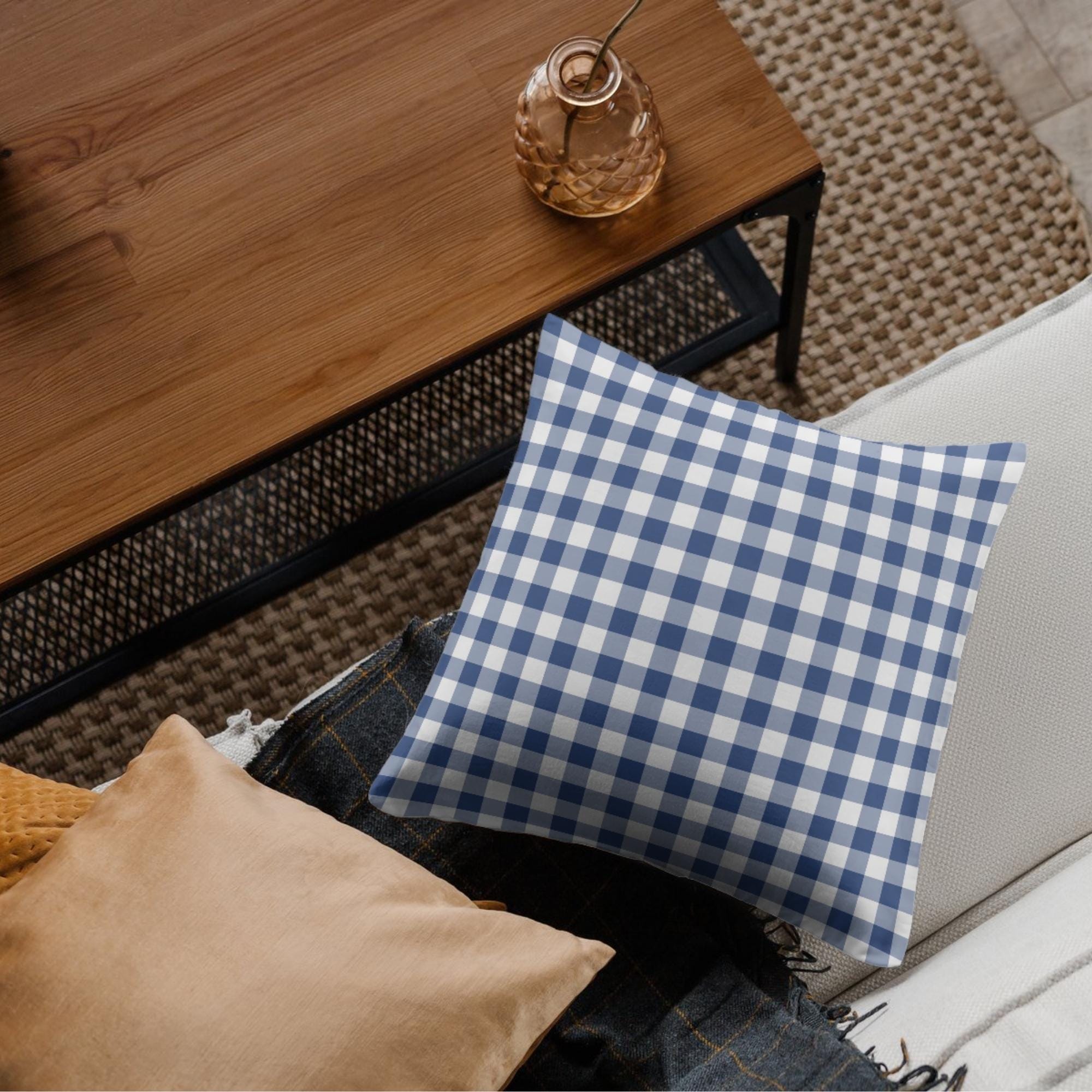Navy Blue Gingham Pattern: Seamless Plaid Digital Paper (JPG Download ...