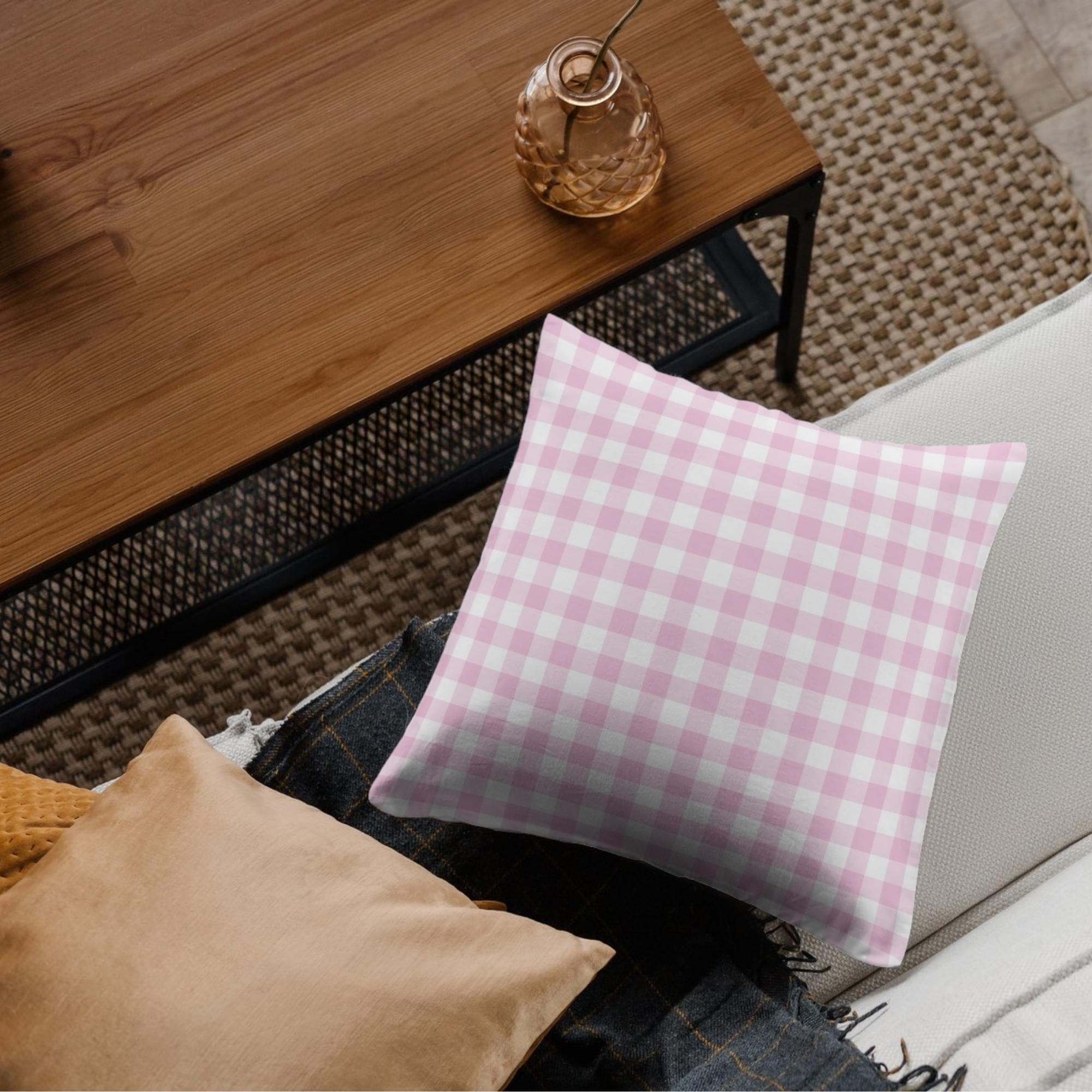 Pastel Pink Gingham Seamless Pattern – Light Pink Checkered Digital ...