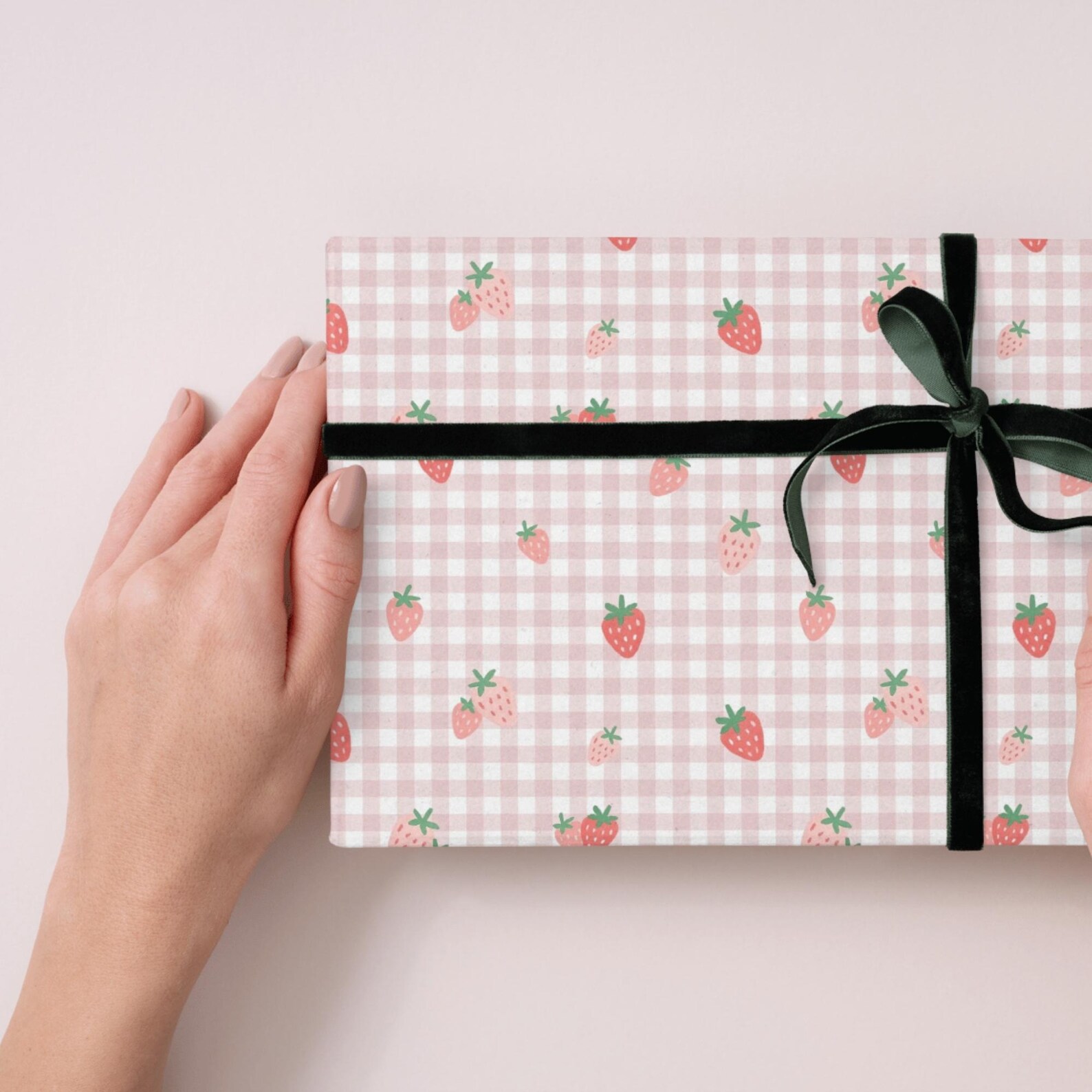 Strawberry Gingham Seamless Pattern: Kawaii Retro (JPG Digital Download ...