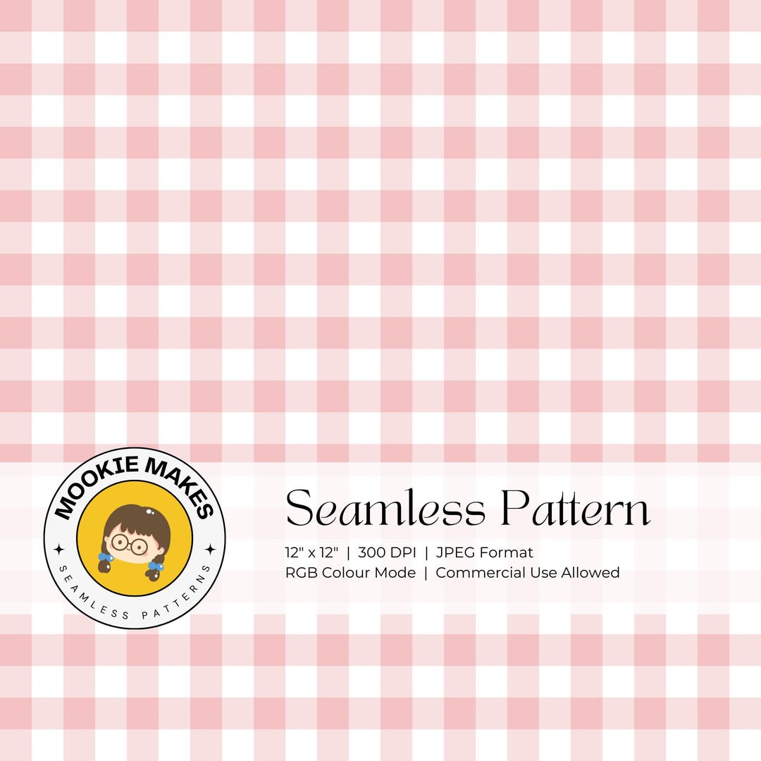 Seamless Pattern - Baby Pink Gingham Checker, Cottage Core Design for ...