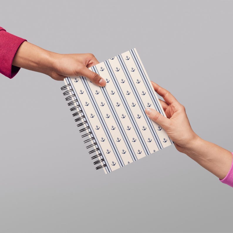 Nautical Anchor Stripe Pattern: Navy Coastal Digital Paper (JPG Digital ...