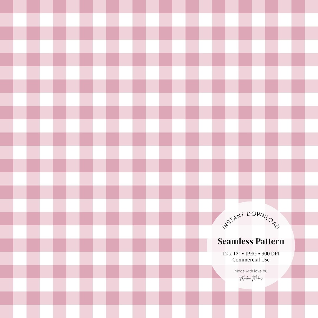 Dusty Rose Gingham Pattern: Muted Pink Checkered Design (JPG Download ...