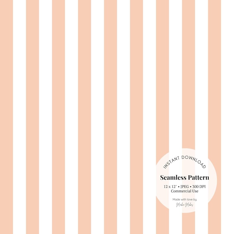 Peach Stripe Seamless Pattern: Pastel Vertical Lines, Fabric ...