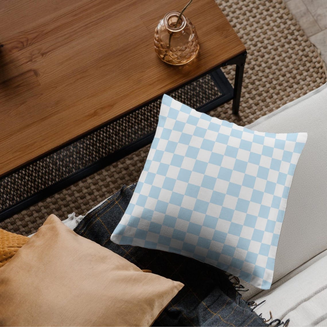 Light Blue Checkerboard Seamless Pattern – Pastel Checkered JPG for ...