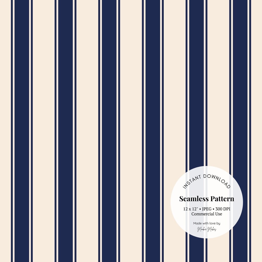Navy Stripe Pattern – Nautical Digital Paper, Minimalist Seamless ...