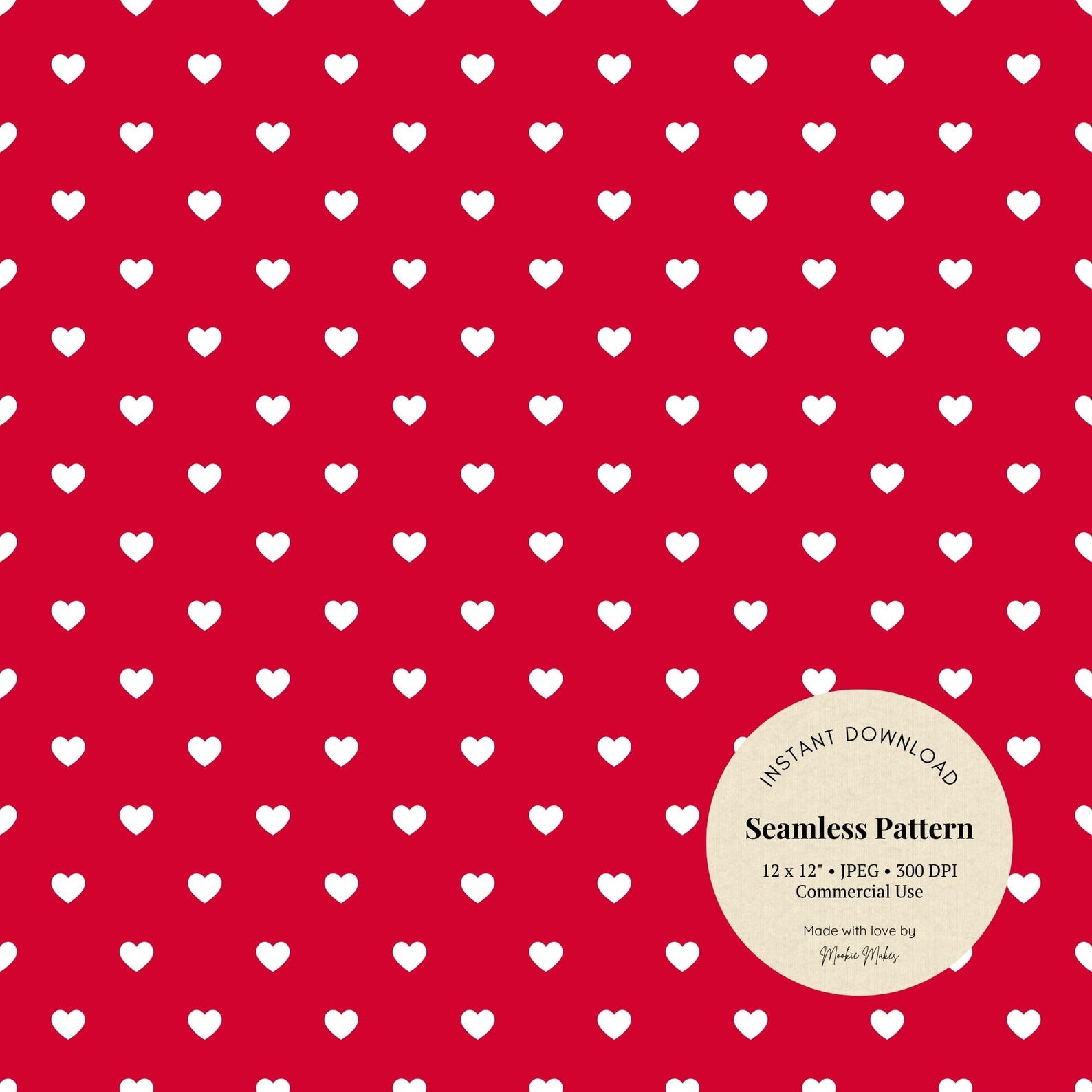 Cherry Red Heart Pattern: Romantic Wedding Digital Paper (JPG ...