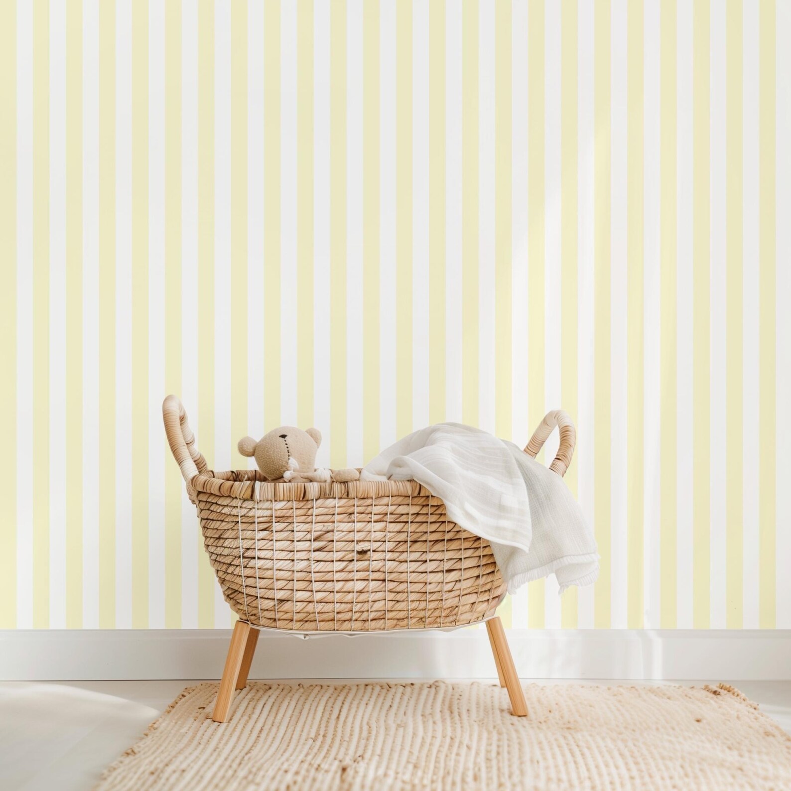 Pale Yellow Stripe Seamless Pattern: Soft Pastel Digital Paper (JPG ...