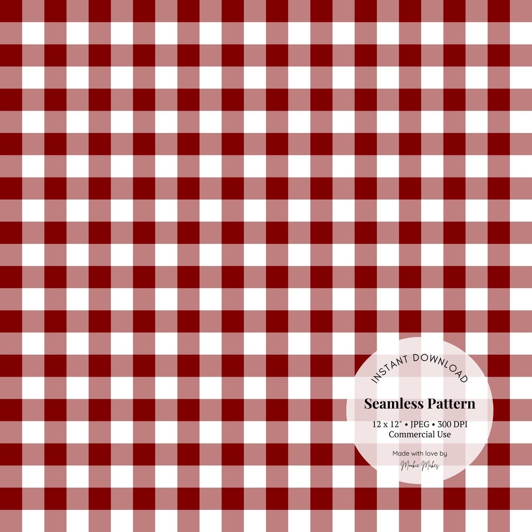 Maroon Gingham Digital Paper: Rustic Checkered Pattern (JPG Download ...