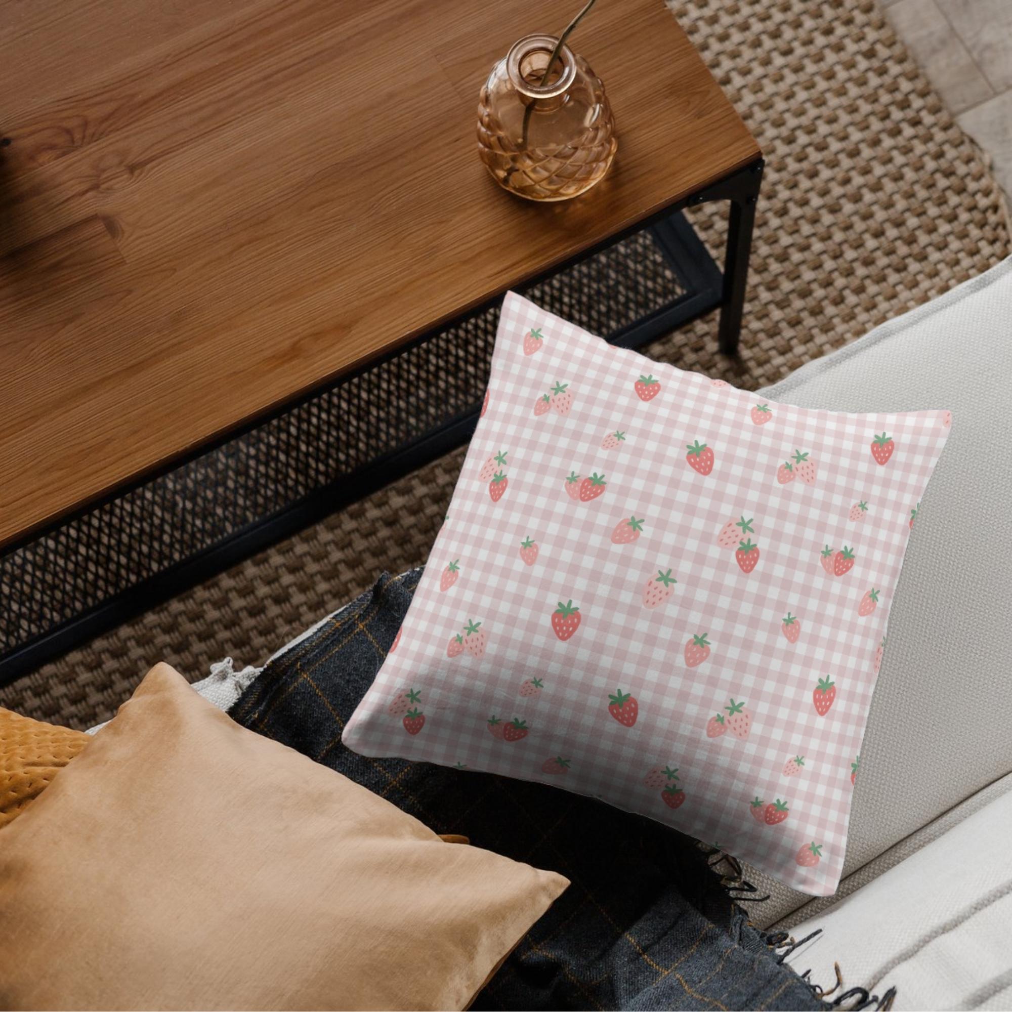 Strawberry Gingham Seamless Pattern: Kawaii Retro (JPG Digital Download ...