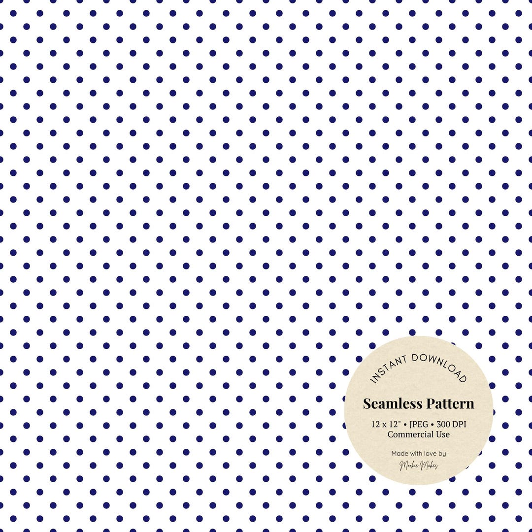 Midnight Blue Polka Dot Pattern: Seamless Digital Paper for Crafts (JPG ...