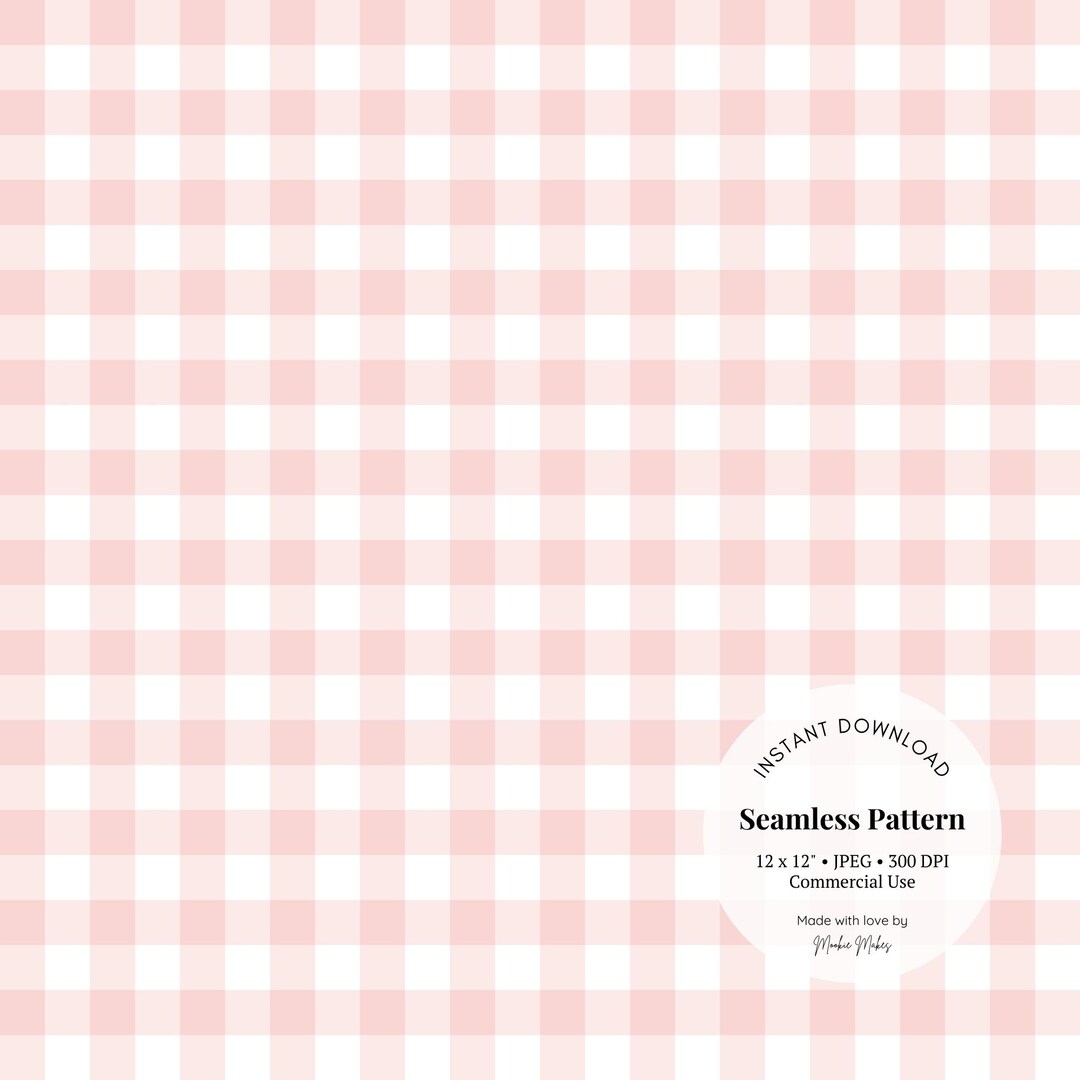 Blush Gingham Seamless Digital Paper: Pastel Checkered Pattern (JPG ...