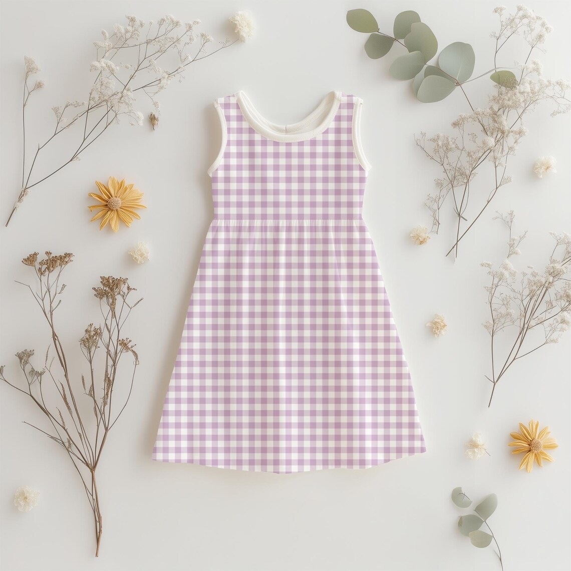 Dusty Lavender Gingham Seamless Pattern – Muted Lavender Checkered ...