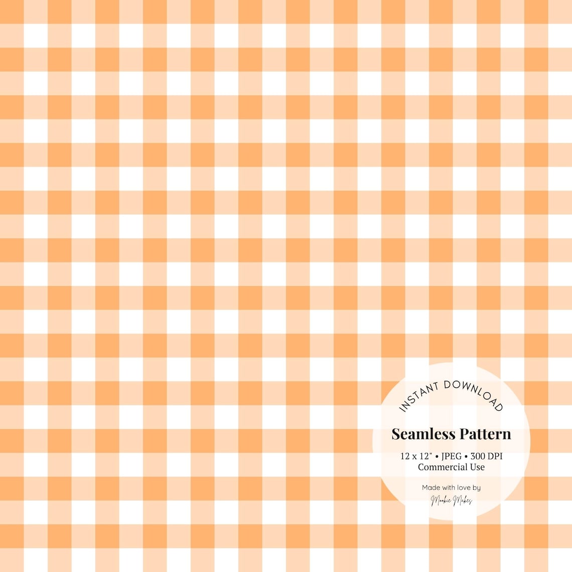 Pastel Orange Gingham Pattern: Seamless Checkered Digital Paper (JPG ...