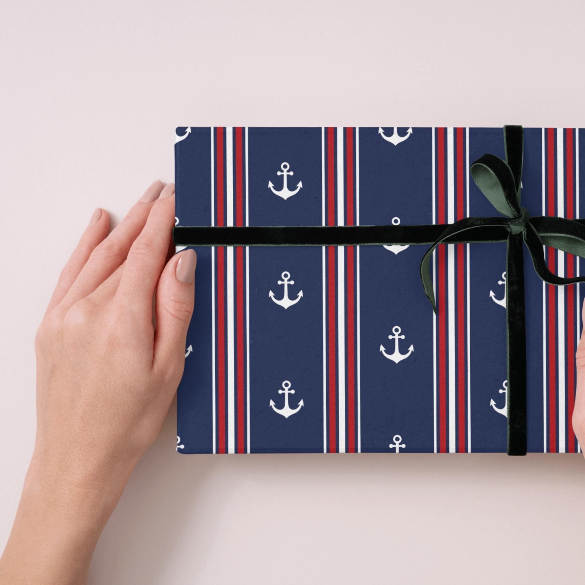 Nautical Anchor Digital Paper: Red White Blue Patriotic Pattern ...