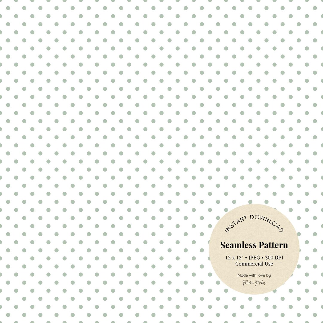 Muted Green Polka Dot Digital Paper – Seamless Soft Green Spot ...