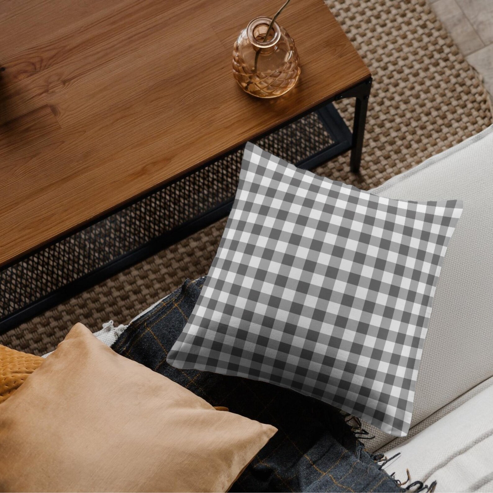 Gray Gingham Seamless Pattern: Farmhouse Buffalo Check Digital Paper ...