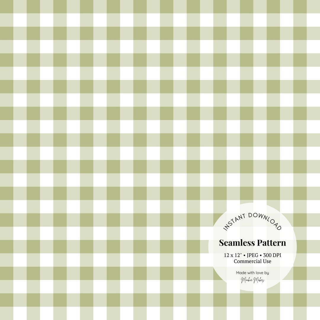 Olive Green Gingham Pattern: Neutral Checkered Digital Paper (JPG ...