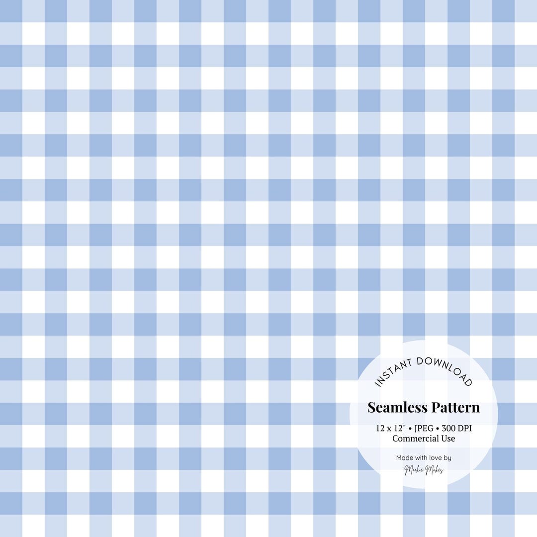 Pastel Blue Gingham Pattern: Seamless Plaid Digital Paper (JPG Download ...