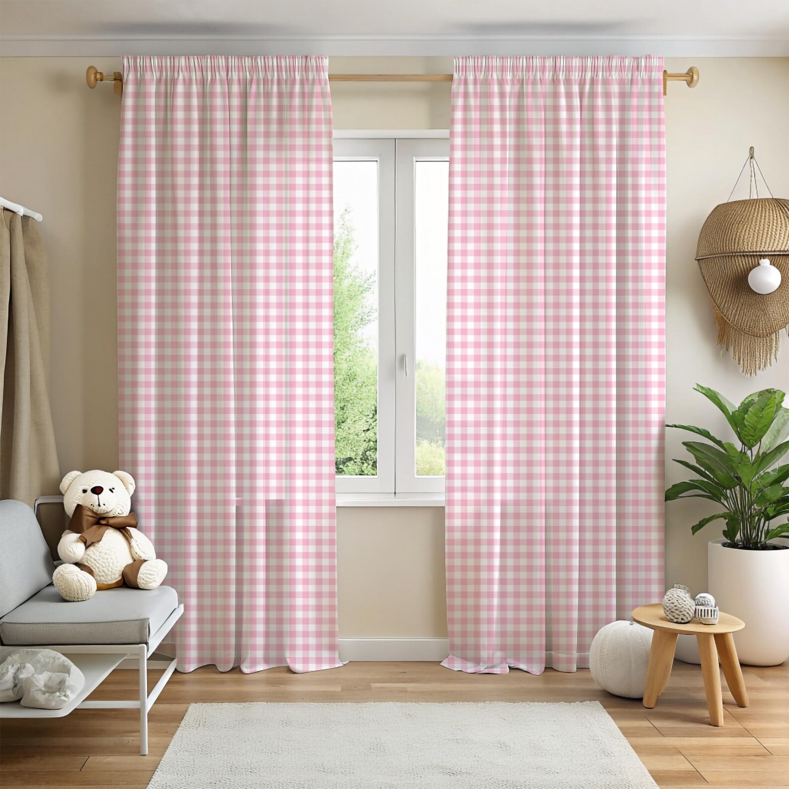Baby Pink Gingham Pattern: Seamless Checkered Digital Paper (JPG ...