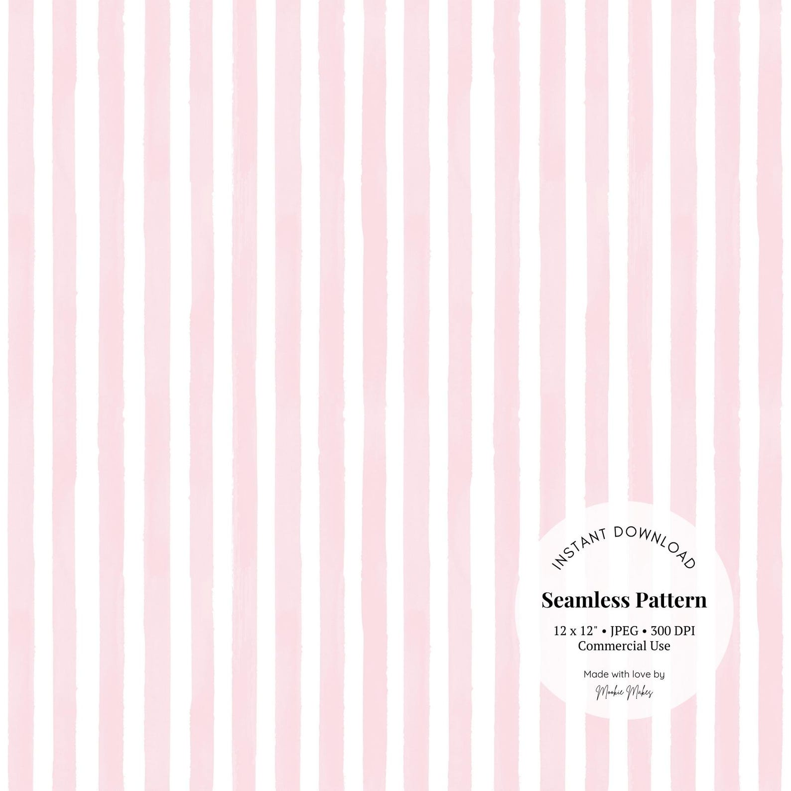 Pink Watercolor Stripe Pattern: Seamless Digital Paper (JPG ...