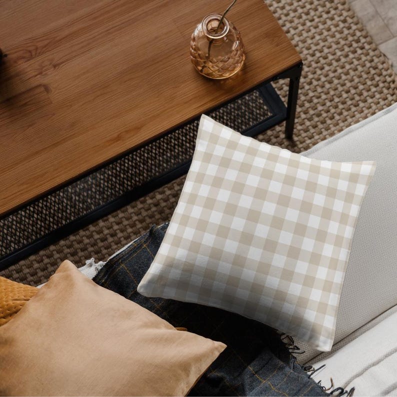 Beige Gingham Seamless Pattern, Checker Seamless Repeat Pattern, Beige ...