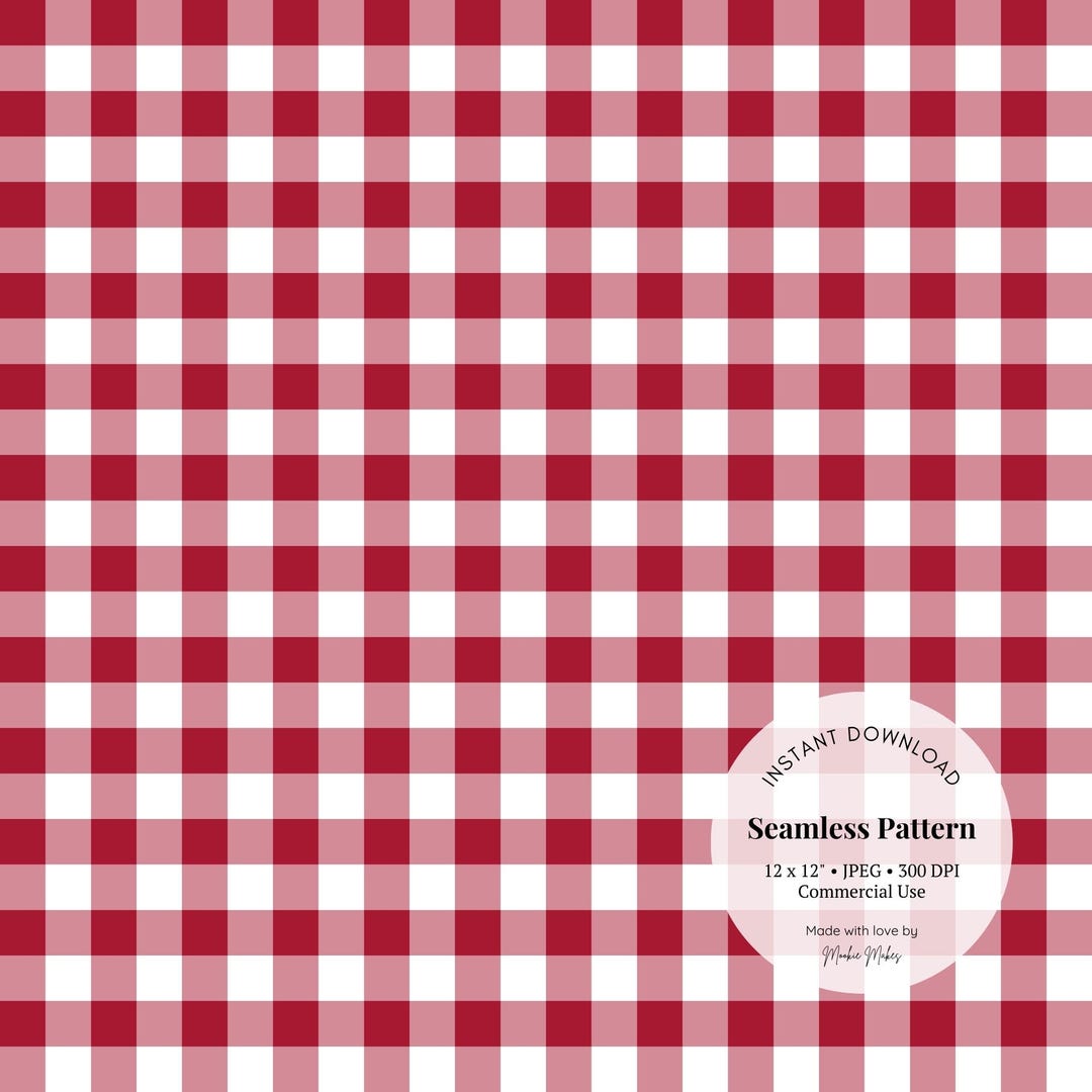 Red Gingham Digital Paper: Seamless Checkered Pattern for Farmhouse ...