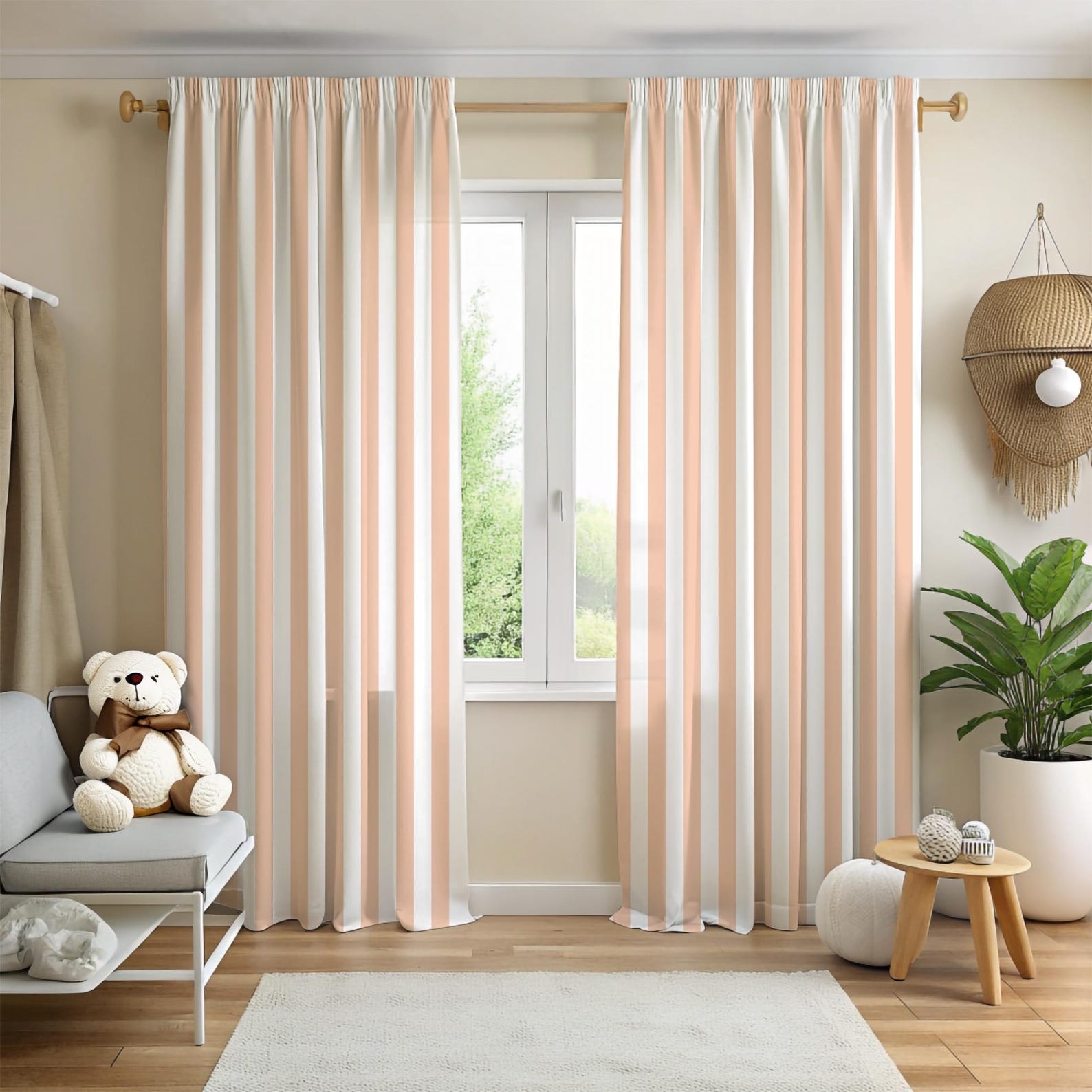 Peach Stripe Seamless Pattern: Pastel Vertical Lines, Fabric ...