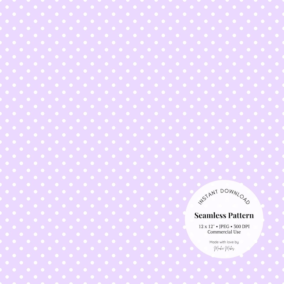 Lavender Polka Dot Background: Seamless Pastel Pattern (JPG Digital ...