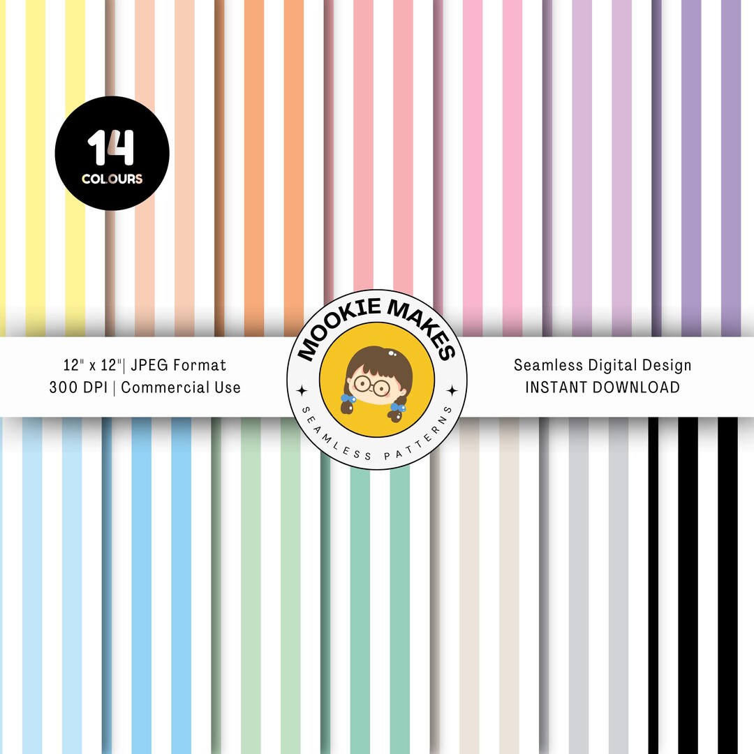 Pastel Rainbow Stripe Digital Paper: Seamless Scrapbook Pattern (JPG ...