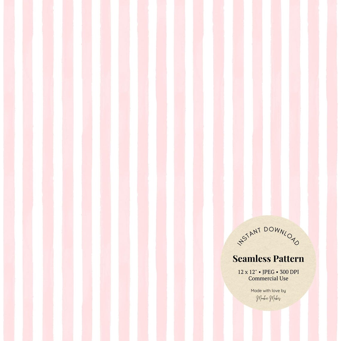 Blush Watercolor Stripe Seamless Pattern: Soft Pink Digital Paper (JPG ...