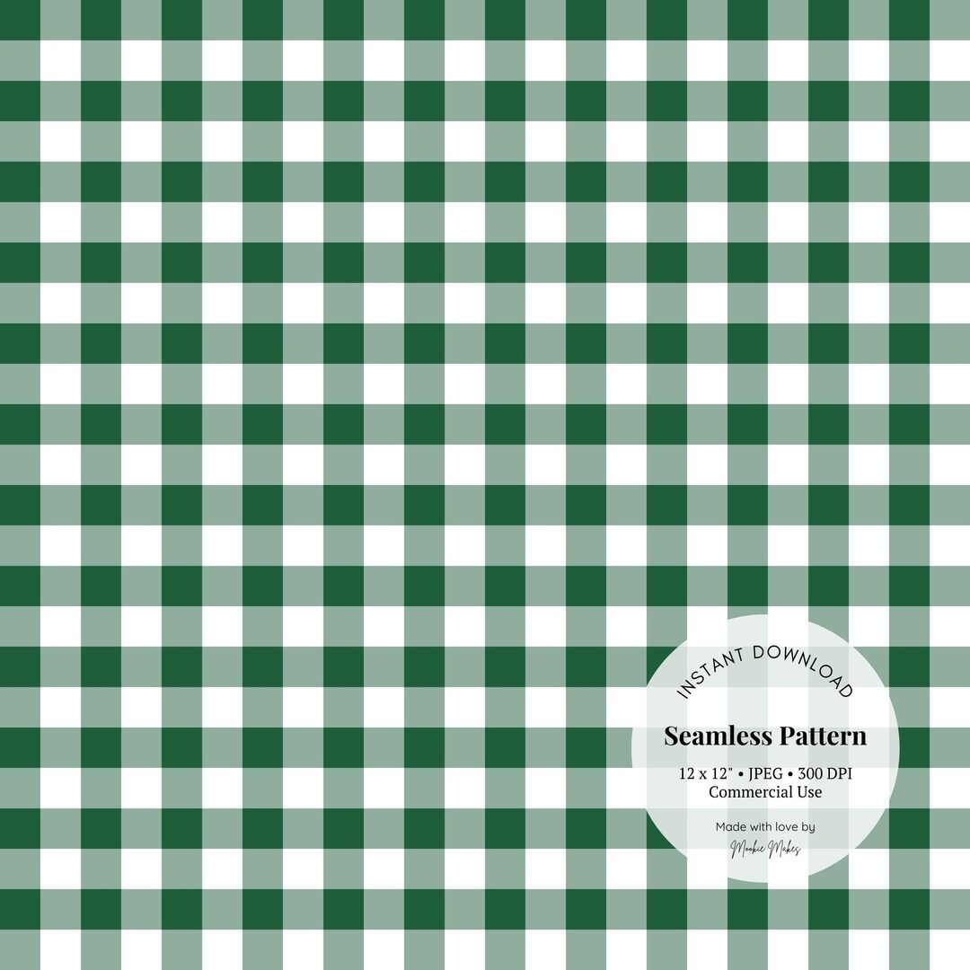 Dark Green Gingham Seamless Pattern – Checkered Digital Paper for ...
