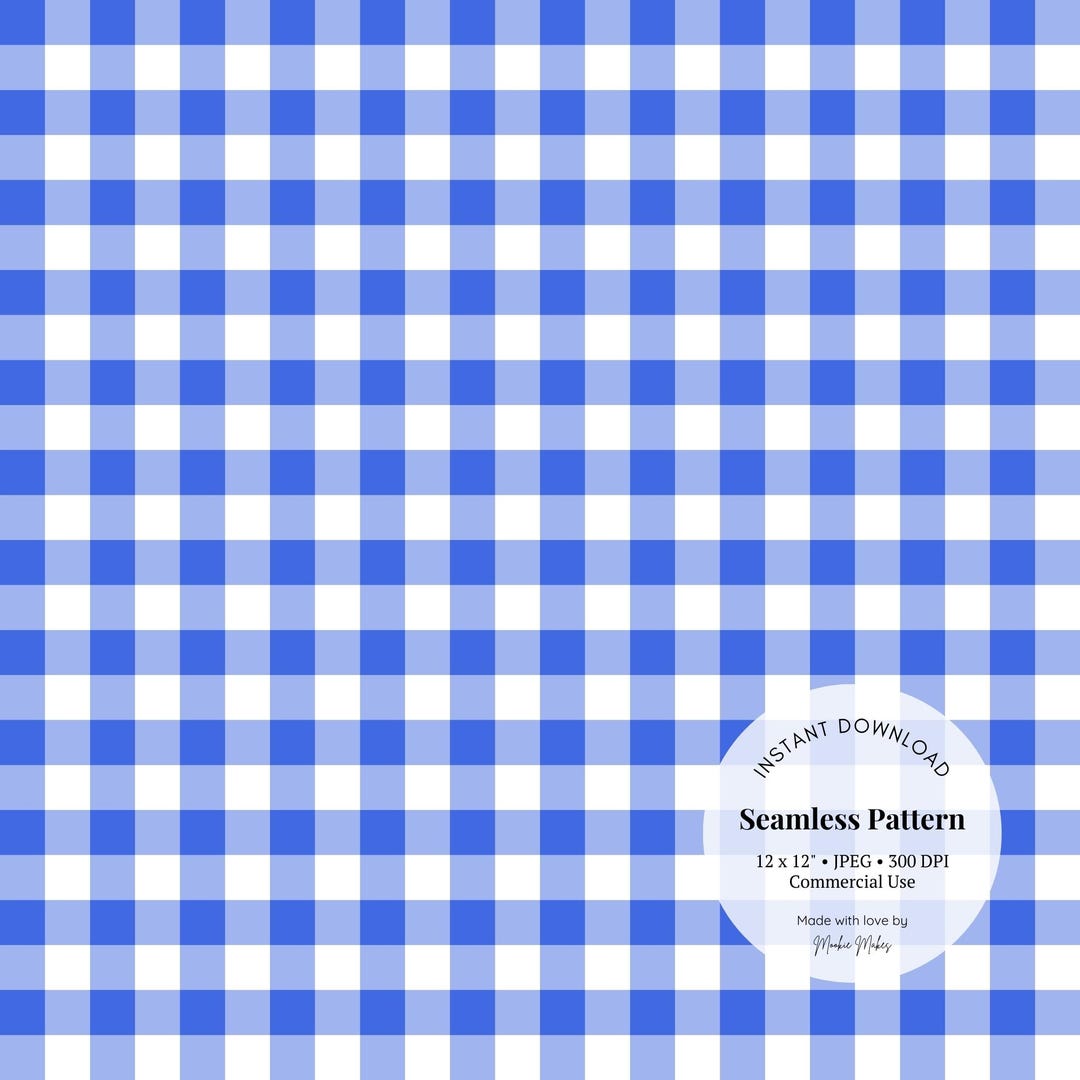 Royal Blue Gingham Pattern: Seamless Plaid Digital Paper (JPG File) - Etsy