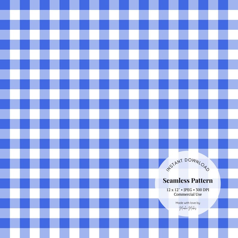 Royal Blue Gingham Pattern: Seamless Plaid Digital Paper (JPG File) - Etsy